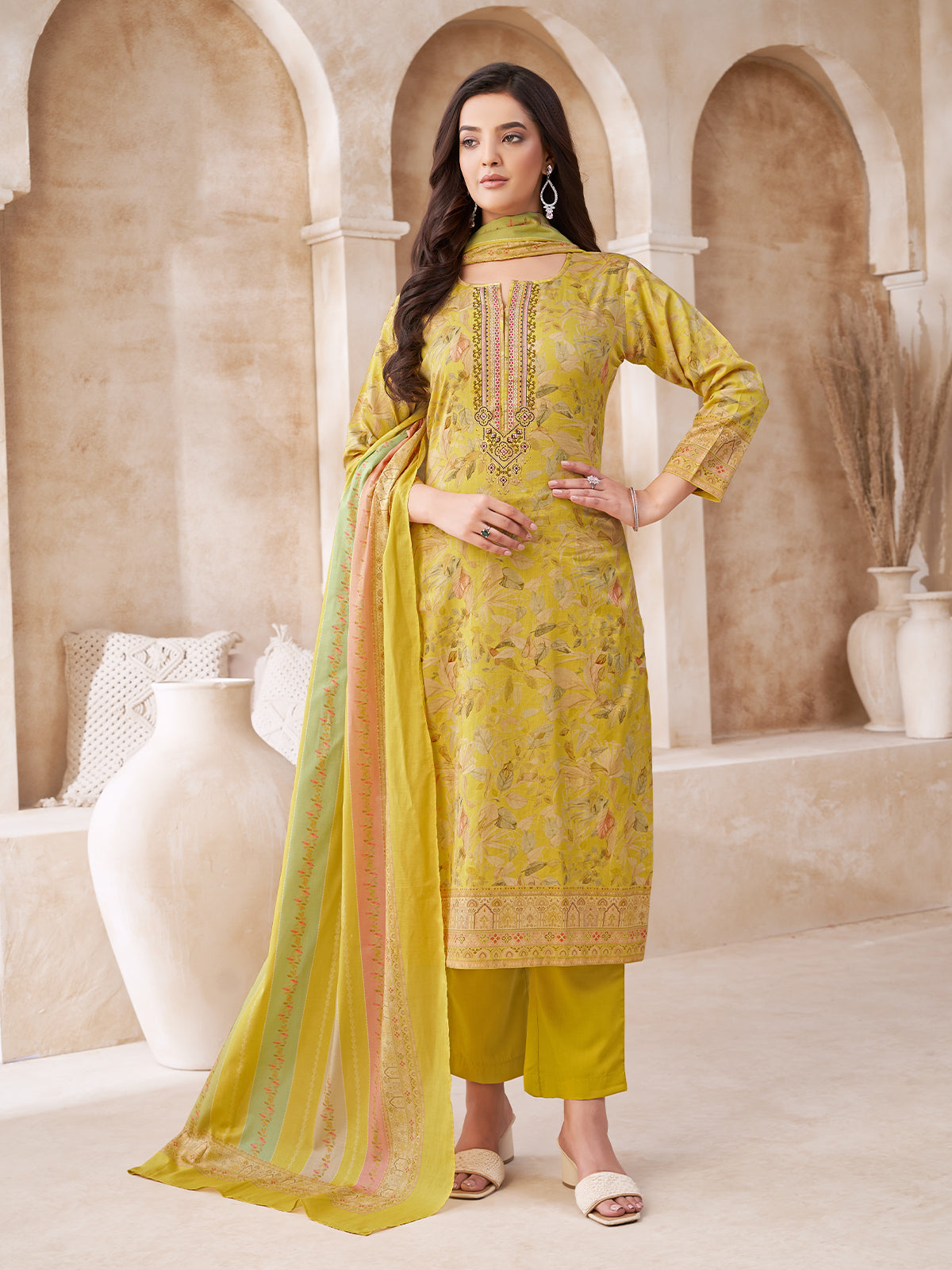 Yellow Floral Cotton Suit Set – Dressline Fashion