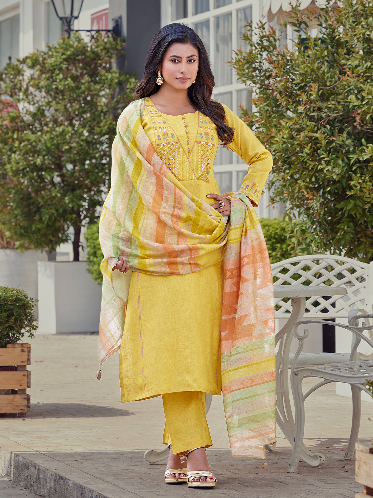 Bright Yellow Linen Suit Set – Dressline Fashion